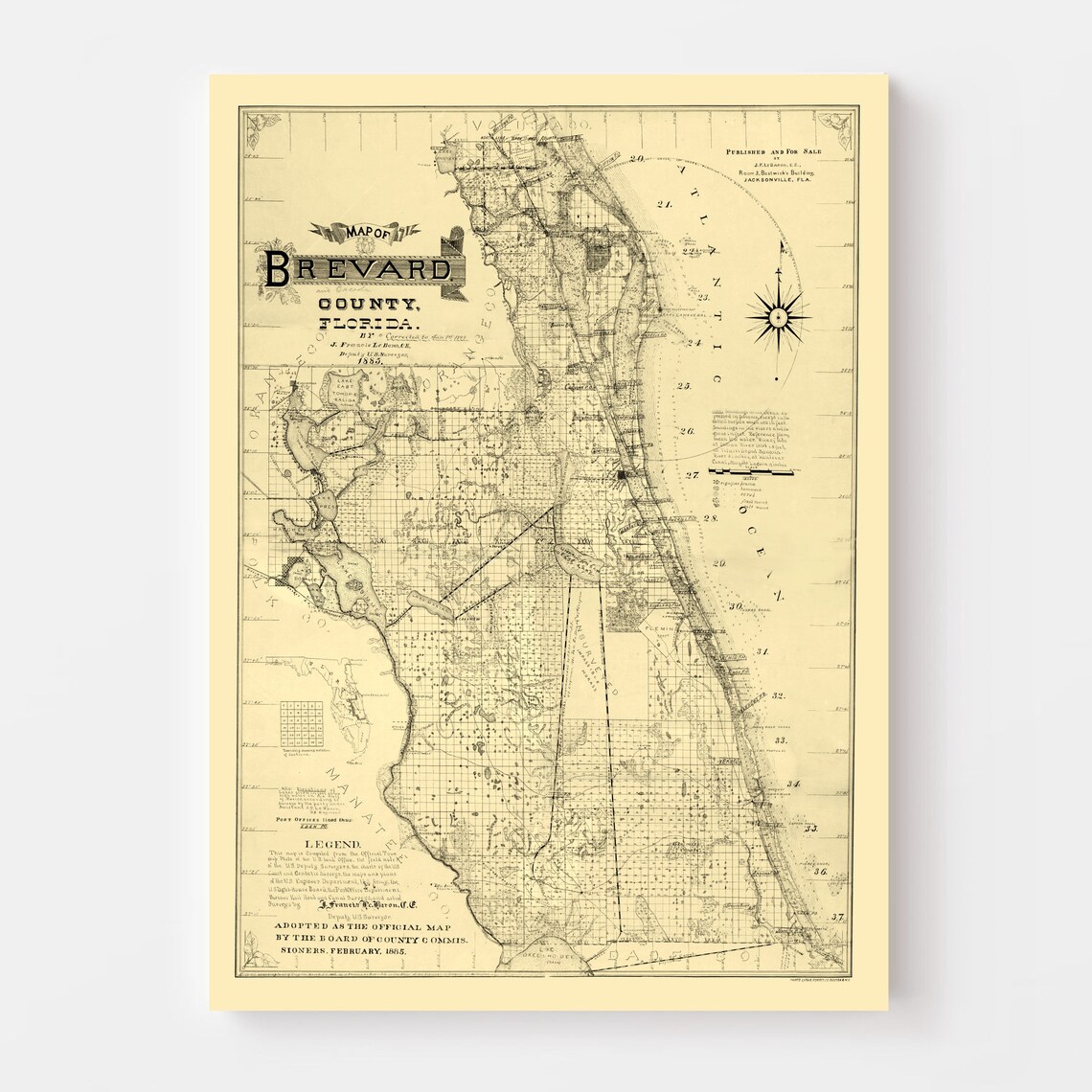 Brevard County Florida Map 1893 Old Map of Brevard County - Etsy