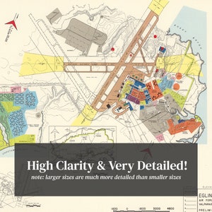 Eglin Air Force Base Map 1952 Old Map of Eglin Air Force Base Art ...