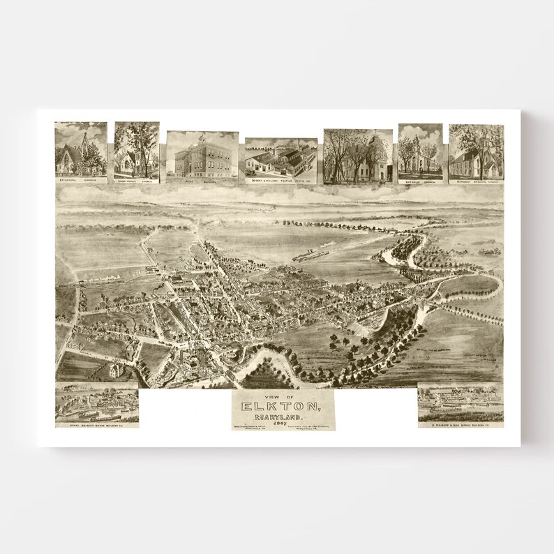Elkton Map 1907 Old Map of Elkton Maryland Art Vintage Print - Etsy