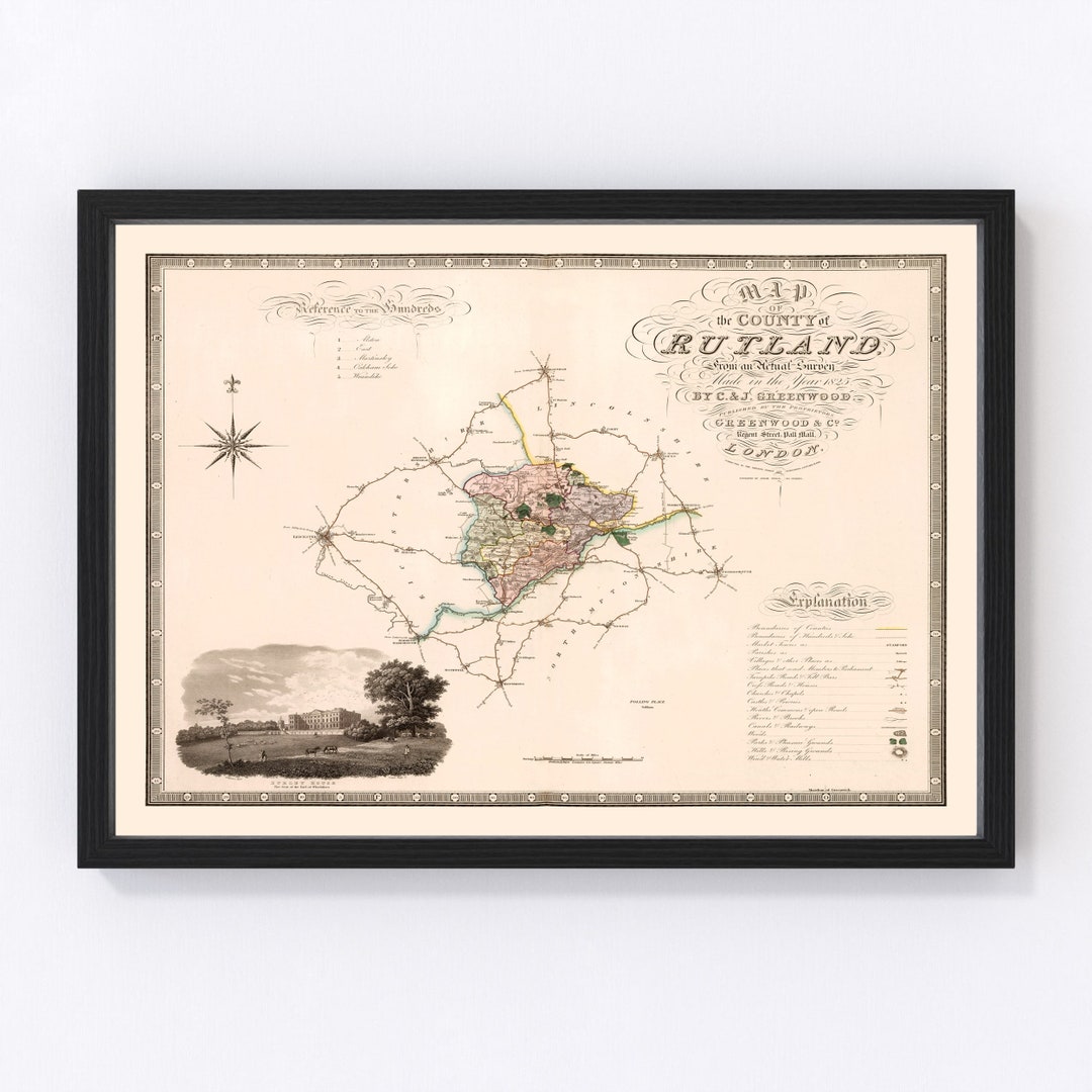 Rutland England Map 1831 Old Map of Rutland England England Art Vintage ...