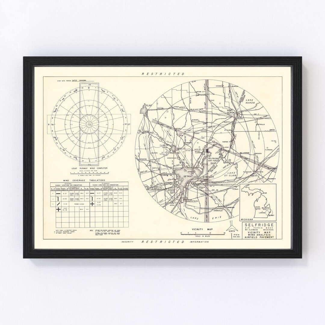 Selfridge Air Fore Base Vicinity Map 1952 Old Map of Selfridge Air Fore ...