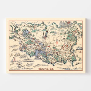 Victoria Map 1939 Old Map of Victoria Canada Art Vintage Print Framed ...