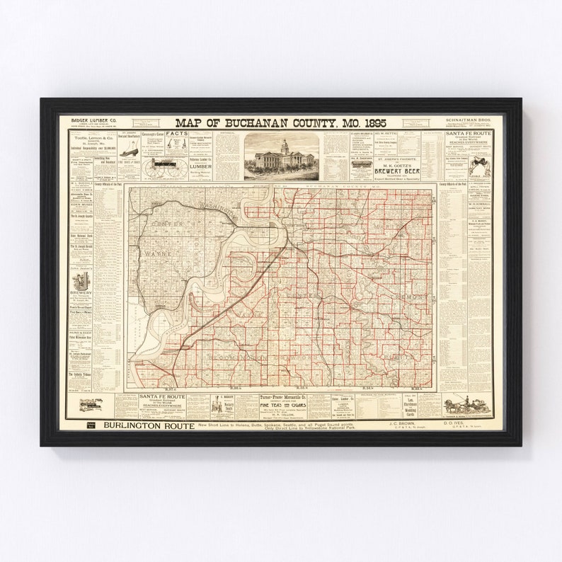 Buchanan County Map 1895, Vintage Buchanan County Map, Old Buchanan ...