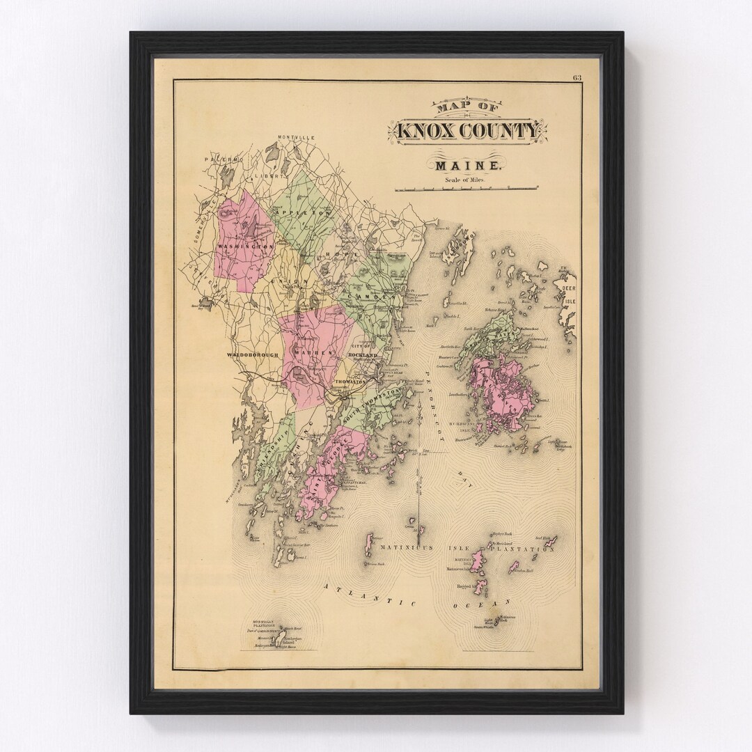 Knox County Map 1885, Vintage Knox County Map, Old Knox County Maine ...