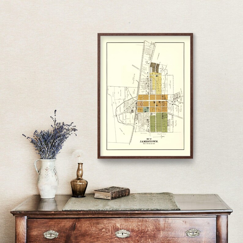 Jamestown Map 1896, Vintage Jamestown Map, Old Jamestown Ohio Art, Wall ...
