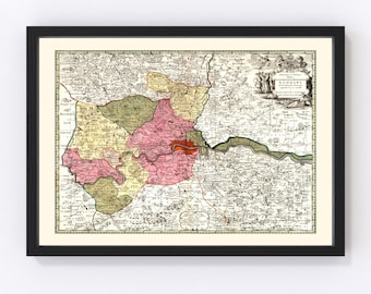 1740 Map of London England - Etsy