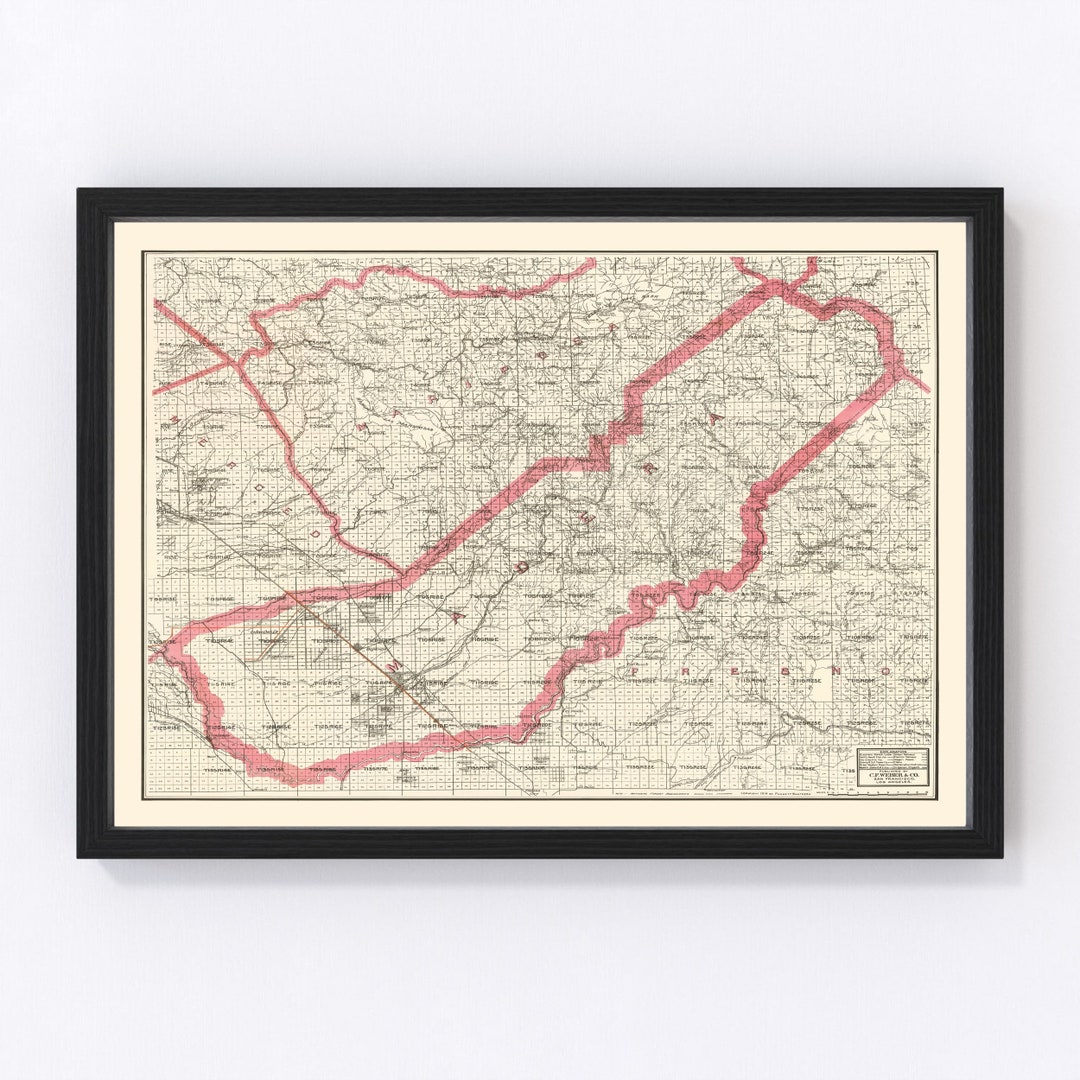 Madera County Map 1914, Vintage Madera County Map, Old Madera County ...