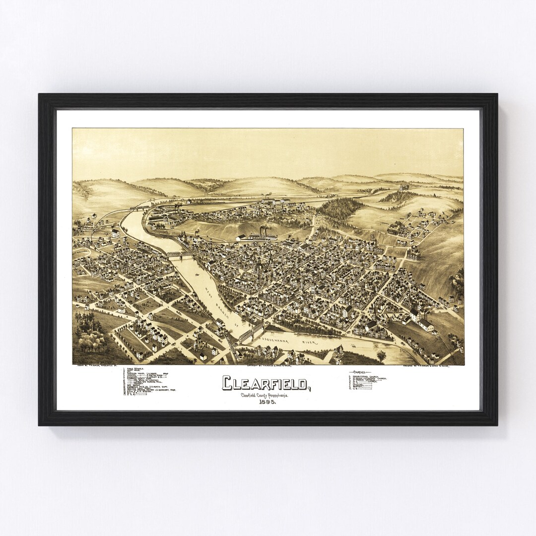 Clearfield Map 1895, Vintage Clearfield Map, Old Clearfield ...