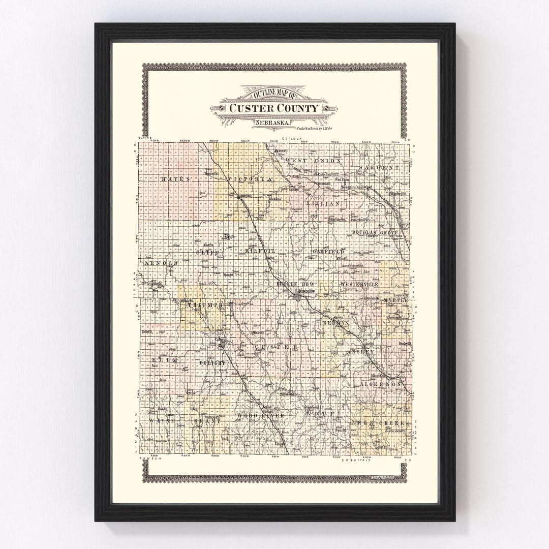 Custer County Map 1904, Vintage Custer County Map, Old Custer County ...