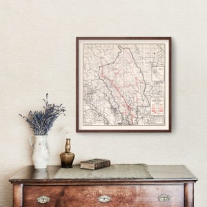 Napa County CA Map 1935 Old Map of California Art Vintage Print Framed ...