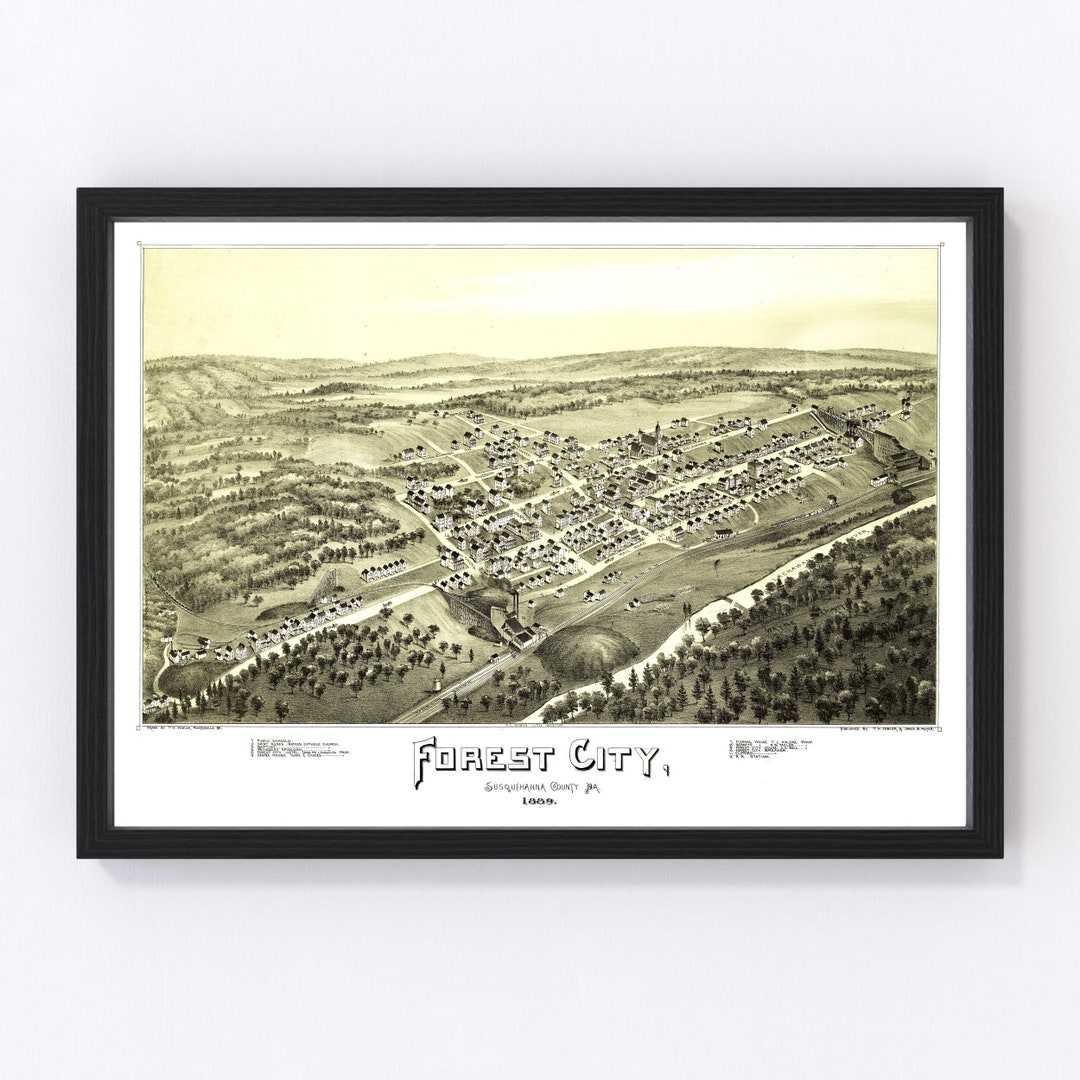 Forest City Map 1889 Old Map of Forest City Pennsylvania Art Vintage ...