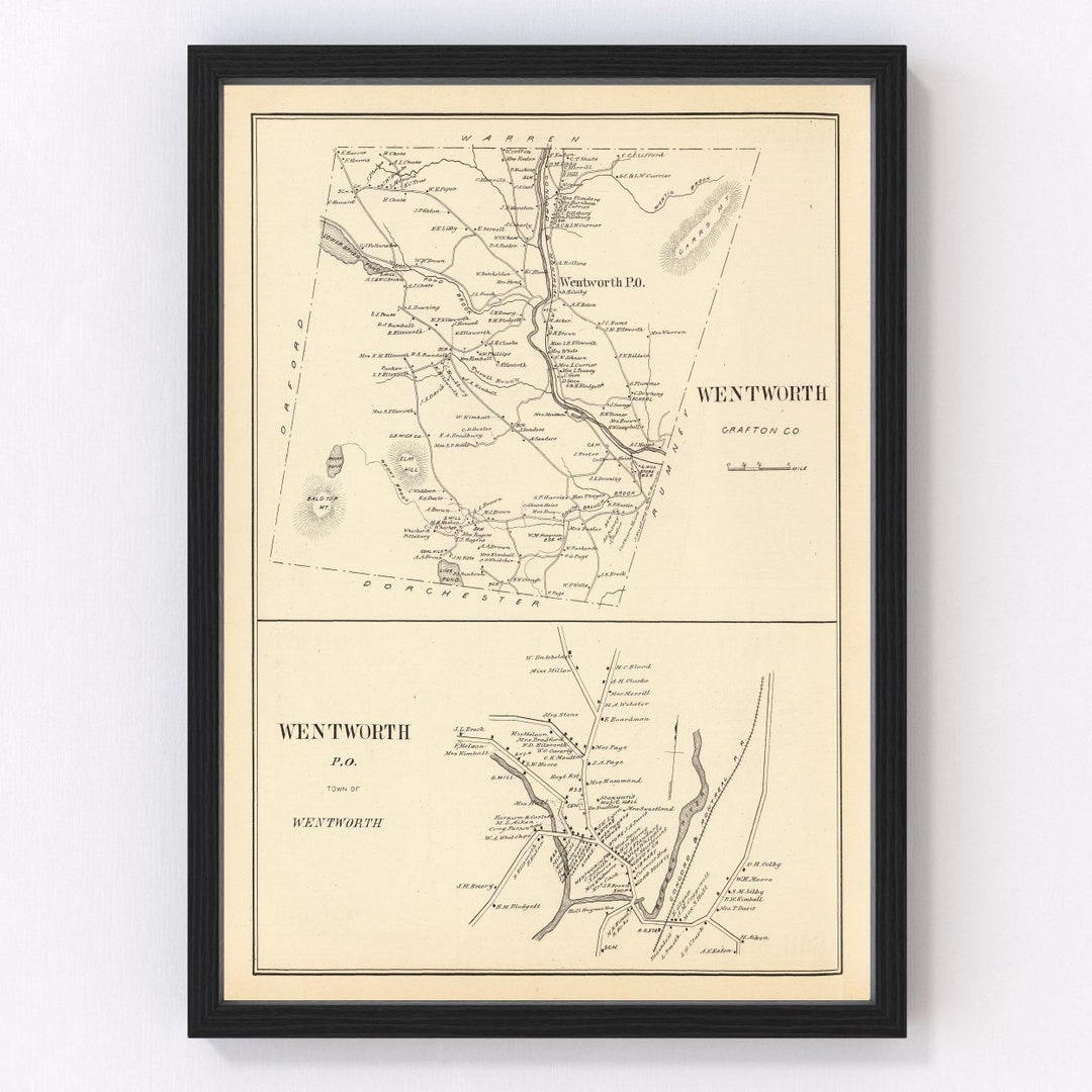 Wentworth Map 1892 Old Map of Wentworth New Hampshire Art Vintage Print ...