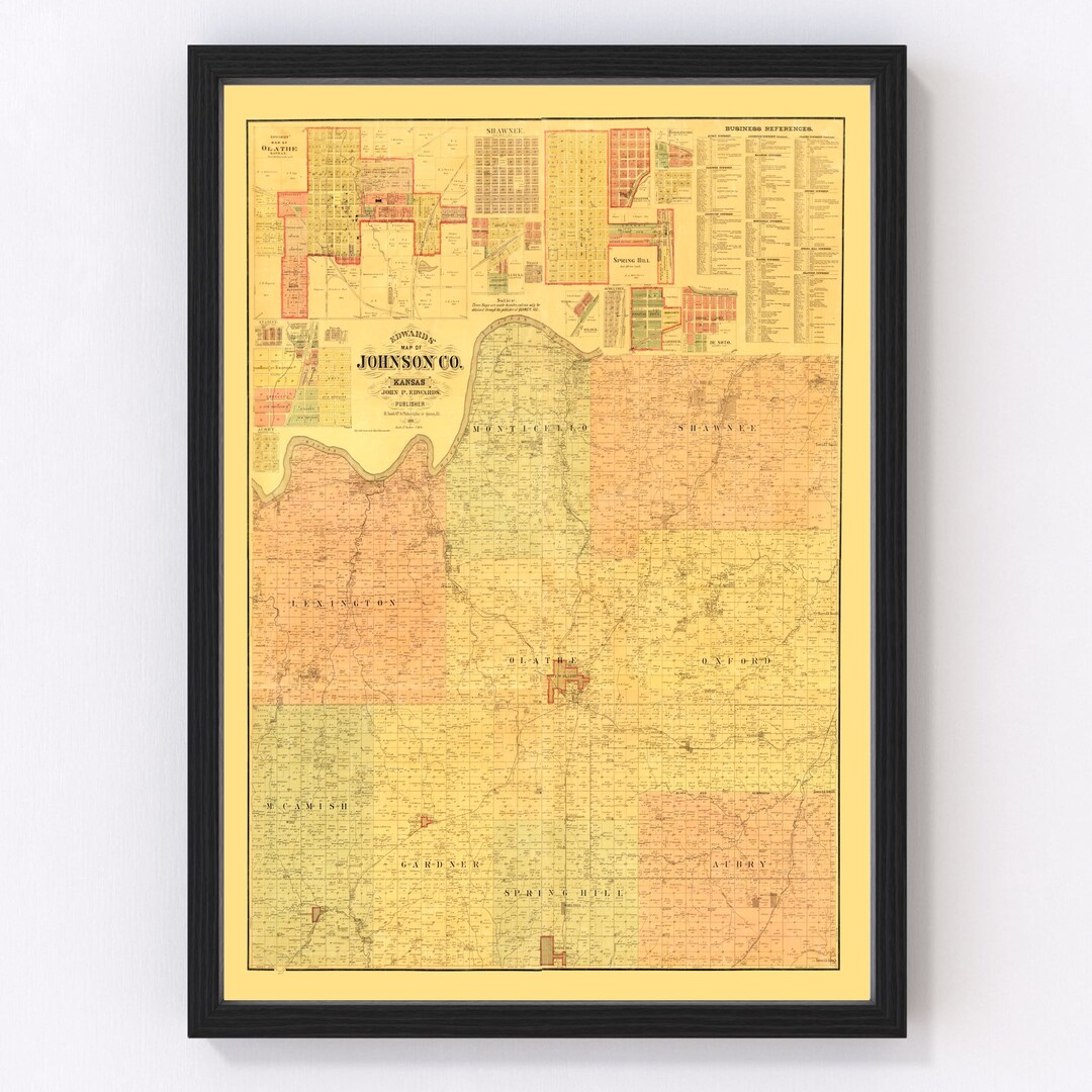 Johnson County Map 1886, Vintage Johnson County Map, Old Johnson County ...