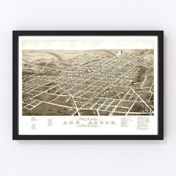 Vintage Ann Arbor Map 1880 Old Map Of Ann Arbor Michigan Etsy