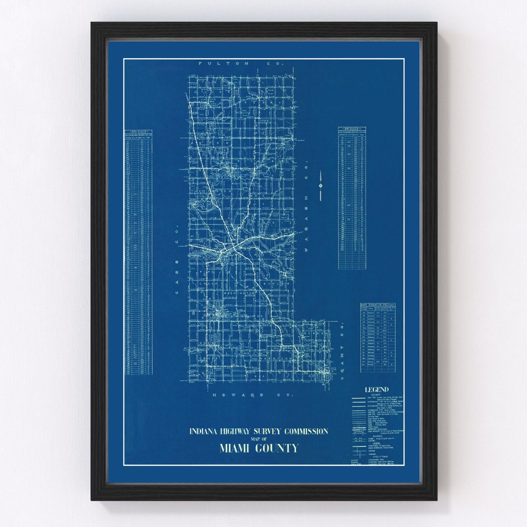 Miami County Map 1936, Vintage Miami County Map, Old Miami County ...