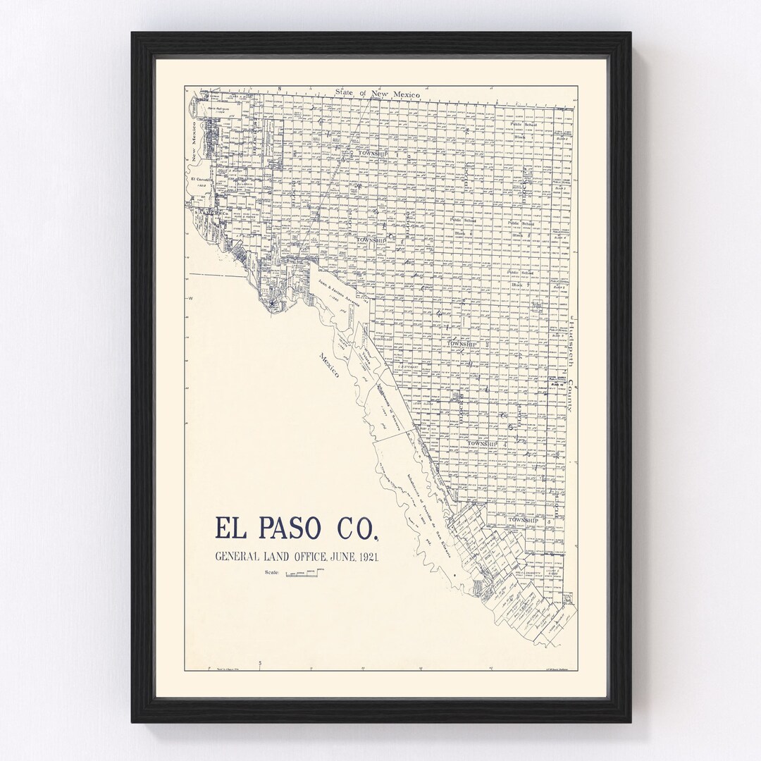 El Paso County Map 1921, Vintage El Paso County Map, Old El Paso County ...