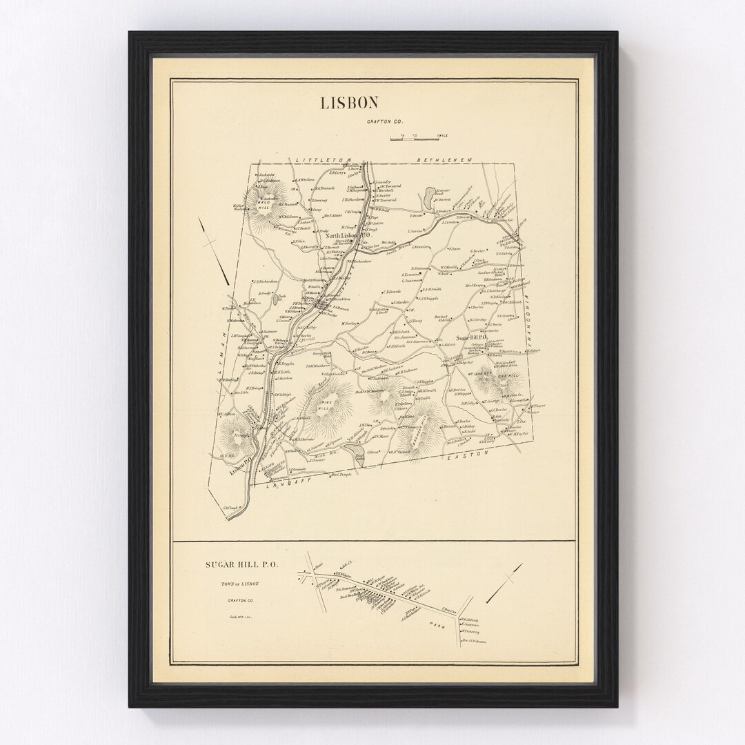 Lisbon Map 1892 Old Map of Lisbon New Hampshire Art Vintage Print ...