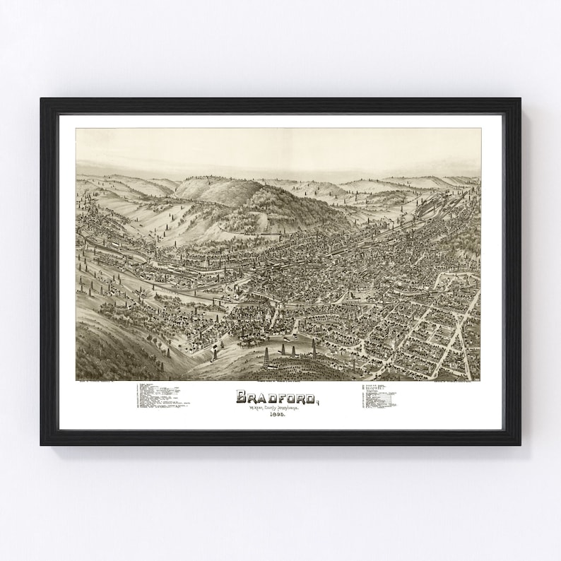 Bradford Map 1895 Old Map of Bradford Pennsylvania Art - Etsy