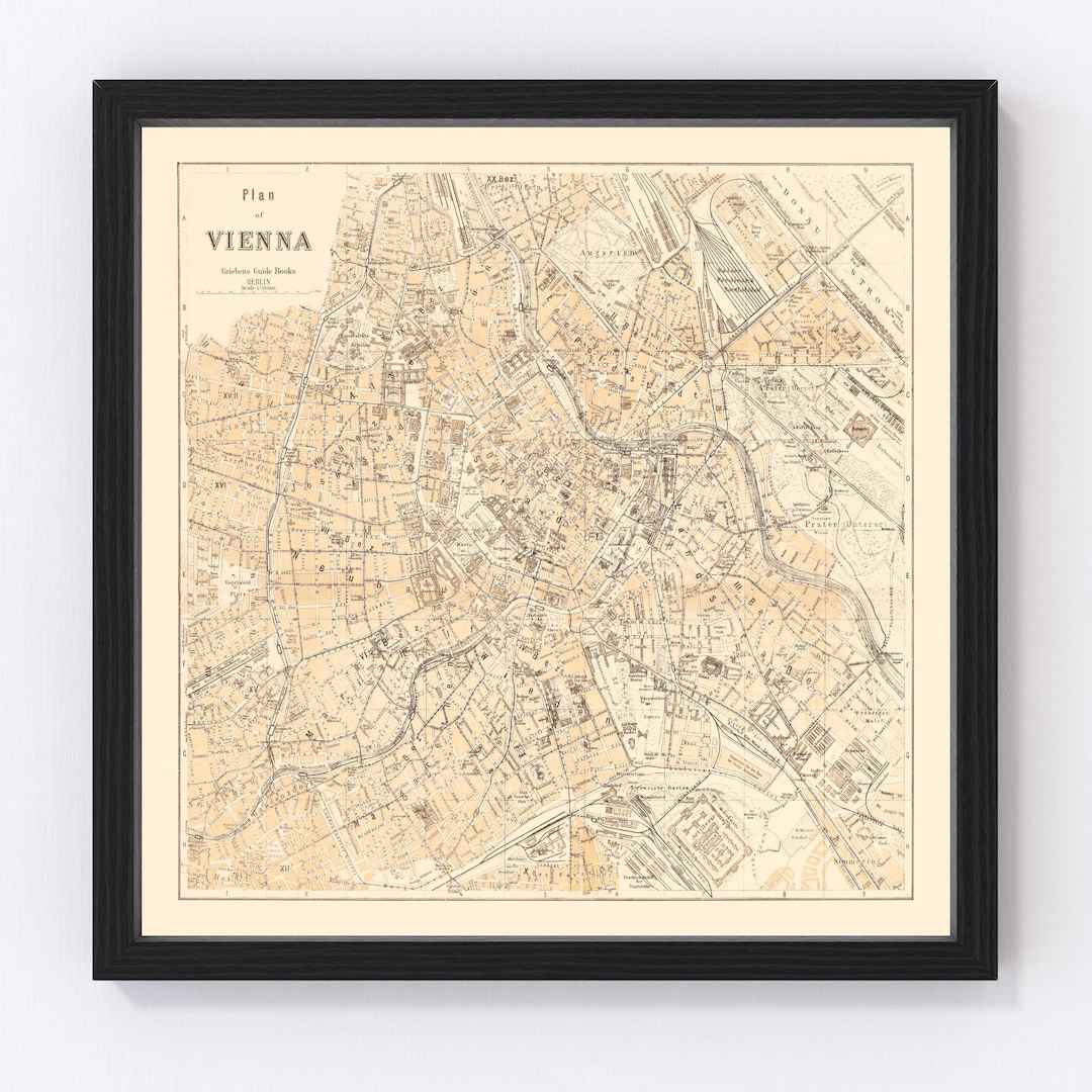 Vienna Map 1923, Vintage Vienna Map, Old Vienna Art, Wall Art Gift for ...