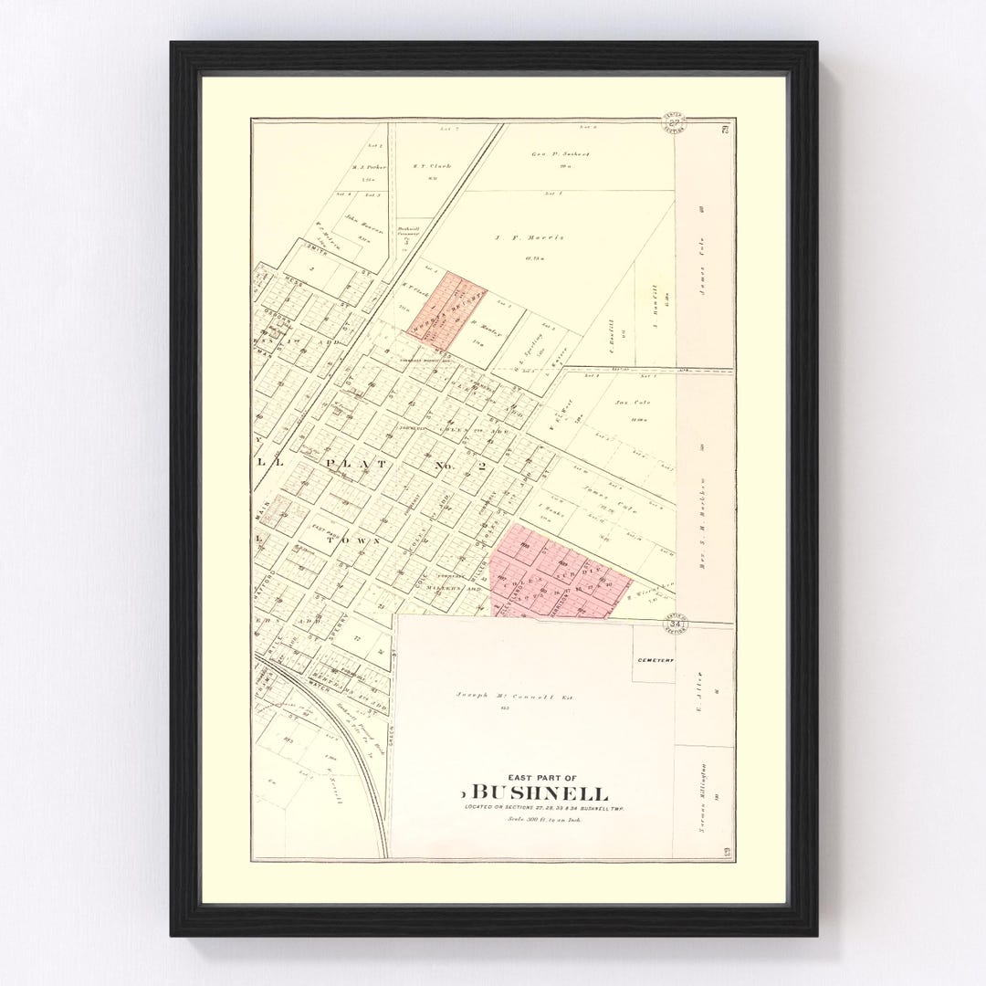 Bushnell Map 1893, Vintage Bushnell Map, Old Bushnell Illinois Art ...