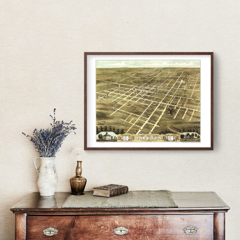 Jackson Map 1870 Old Map of Jackson Tennessee Art Vintage - Etsy