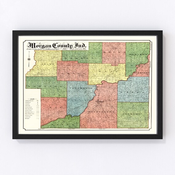 Morgan County Indiana Map 1909 Old Map of Morgan County - Etsy