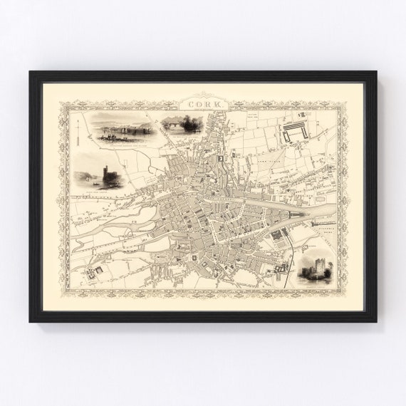 Cork Map 1851 Old Map of Cork Ireland Art Vintage Print - Etsy