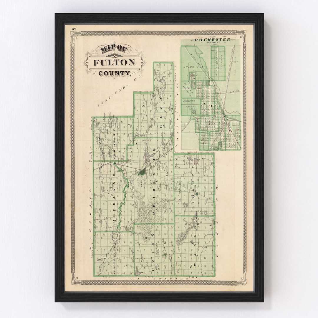 Fulton County Map 1876, Vintage Fulton County Map, Old Fulton County ...
