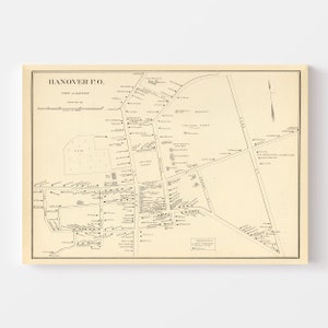 Hanover Map 1892, Vintage Hanover Map, Old Hanover New Hampshire Art ...