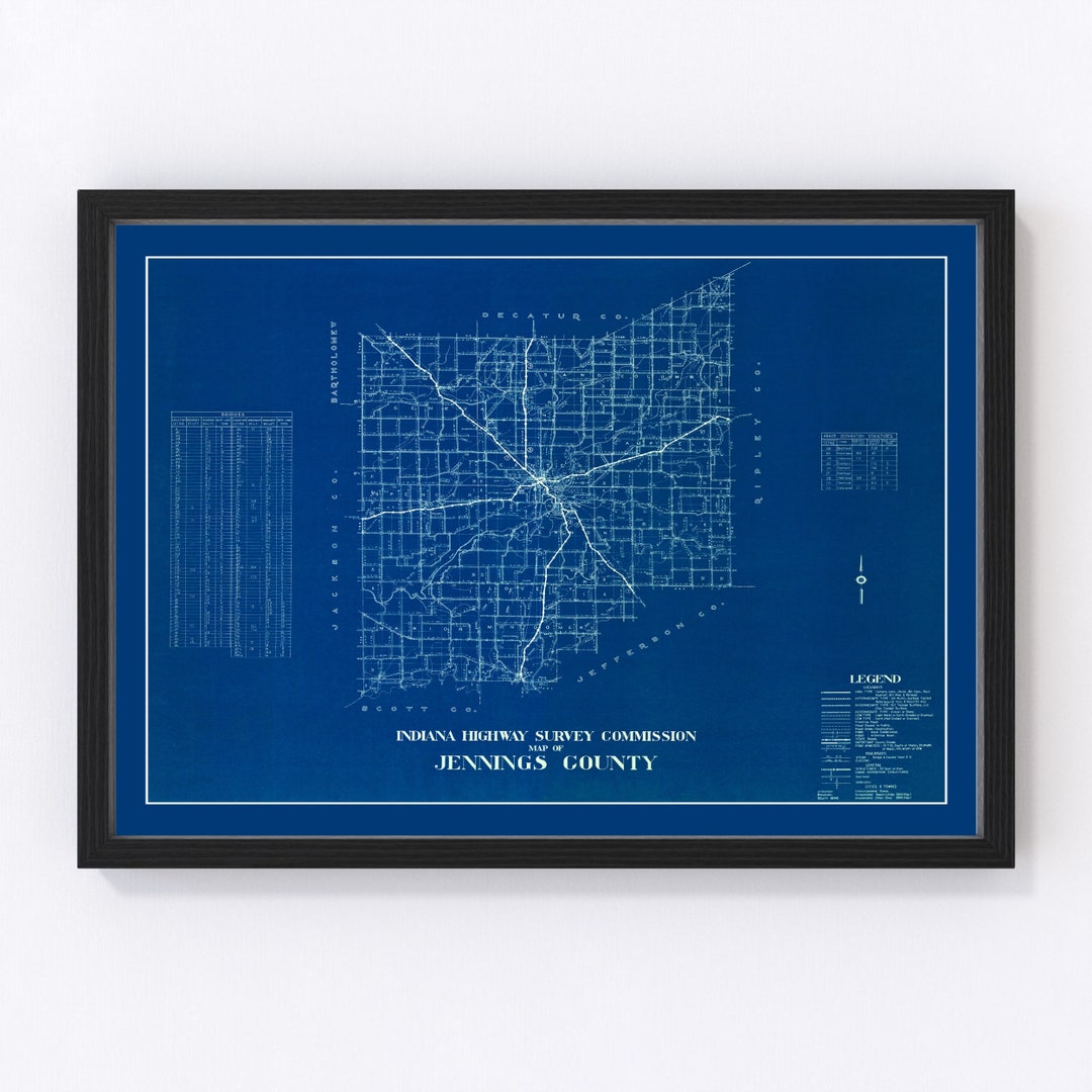 Jennings County Map 1936, Vintage Jennings County Map, Old Jennings ...