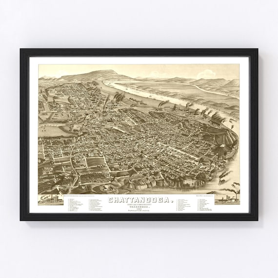 Chattanooga Map 1886 Old Map of Chattanooga Tennessee Art - Etsy