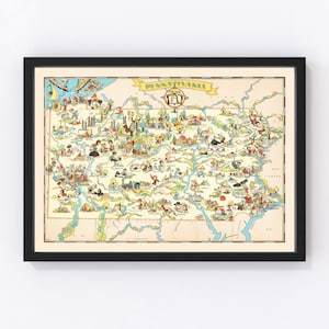 Pennsylvania Map 1935 - Old Map of Pennsylvania Art Vintage Print ...