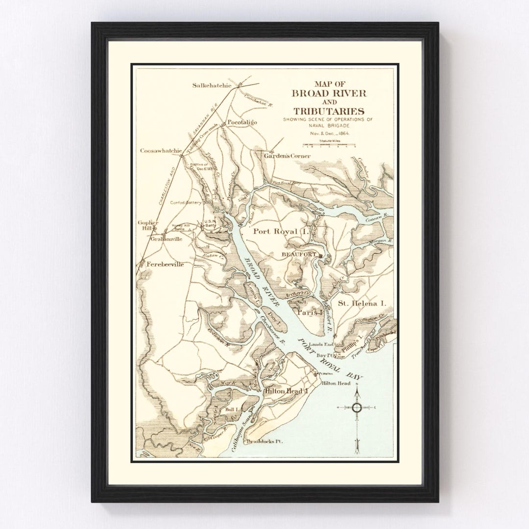 Broad River Map 1903, Vintage Broad River Map, Old Broad River Art ...