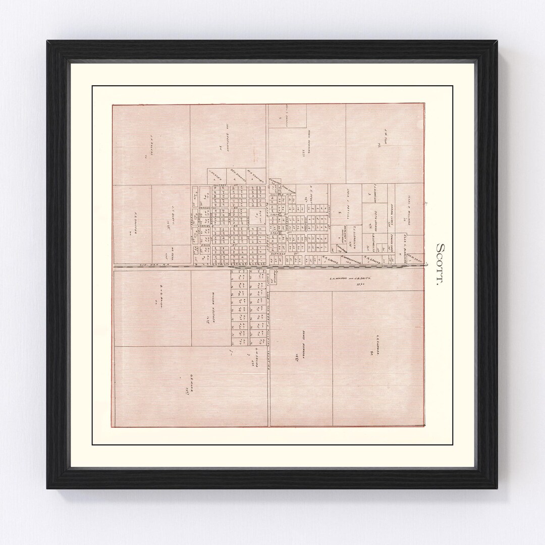 Scott Map 1905, Vintage Scott Map, Old Scott Ohio Art, Wall Art Gift ...