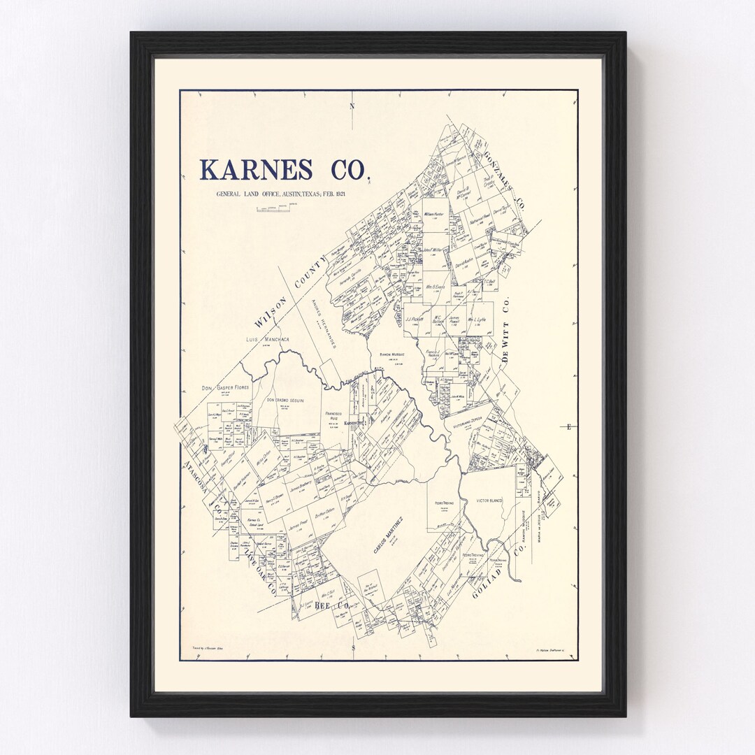 Karnes County Map 1921, Vintage Karnes County Map, Old Karnes County ...