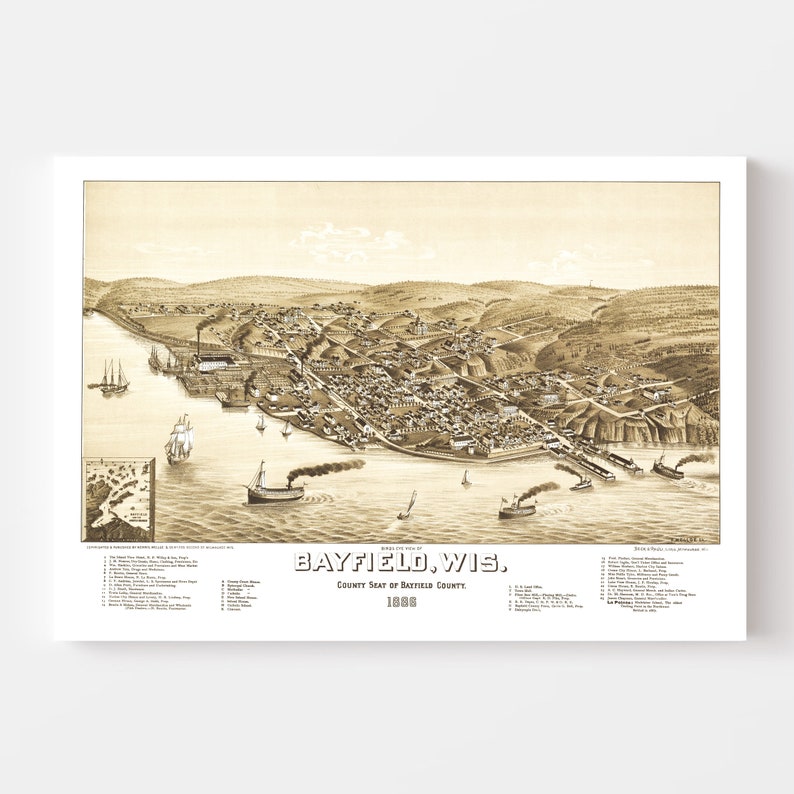Bayfield Map 1886 Old Map of Bayfield Wisconsin Art Vintage - Etsy