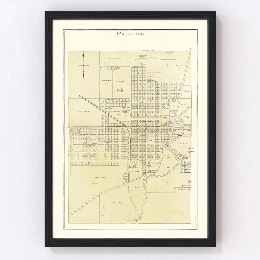 Paulding Map 1905, Vintage Paulding Map, Old Paulding Ohio Art, Wall ...