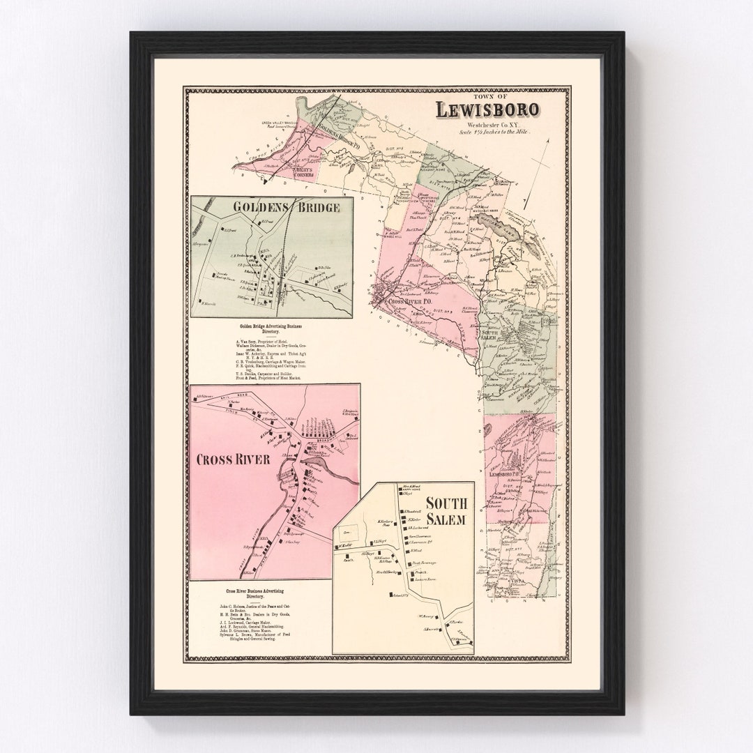 Golden's Bridge Map 1867, Vintage Golden's Bridge Map, Old Golden's ...
