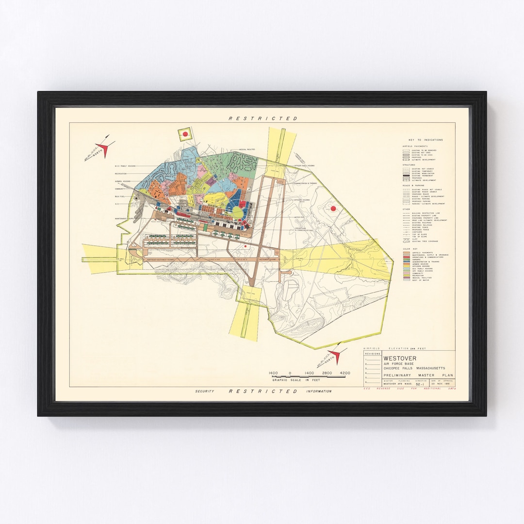 Westover Air Force Base Map 1951 Old Map of Westover Air - Etsy