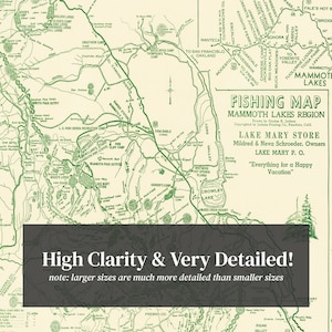 Mammoth Lakes Map 1930 - Old Map of Mammoth Lakes Art Vintage Print ...