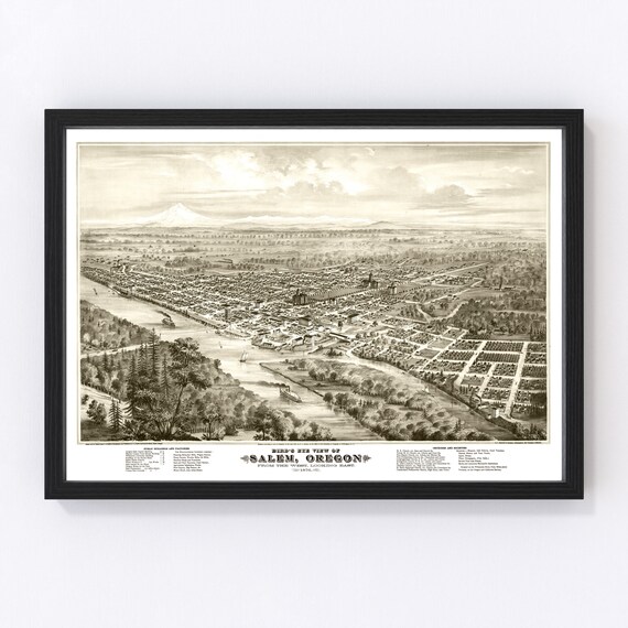 Salem Map 1876 Old Map of Salem Oregon Art Vintage Print - Etsy