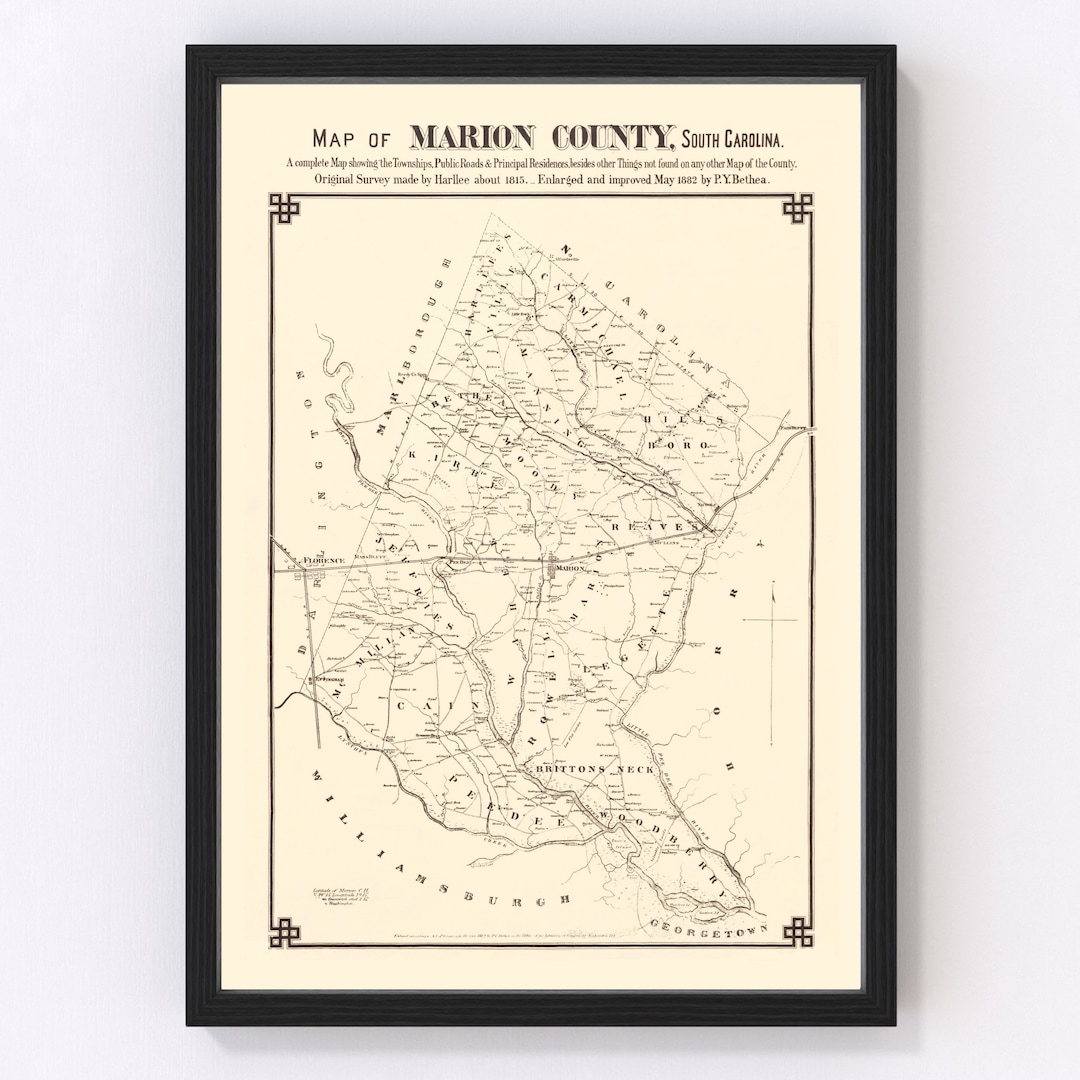 Marion County Map 1825, Vintage Marion County Map, Old Marion County ...