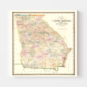 Georgia Map 1848 Old Map of Georgia Art Vintage Print Framed Wall Art ...