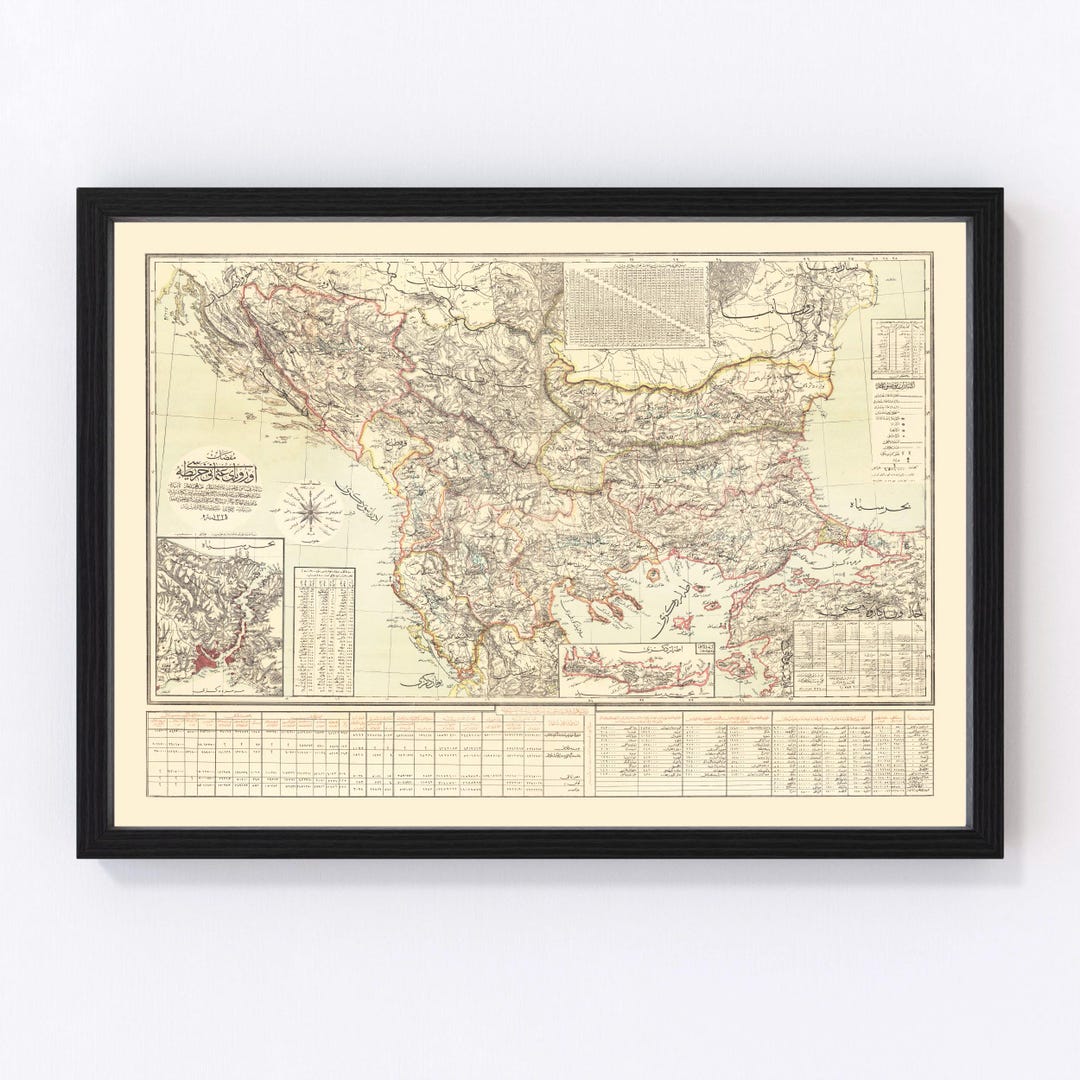 Balkans Map 1906, Vintage Balkans Map, Old Balkans Art, Wall Art Gift ...