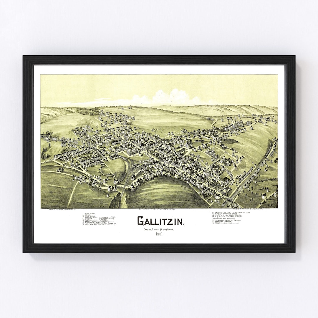 Gallitzin Map 1901 Old Map of Gallitzin Pennsylvania Art Vintage Print ...