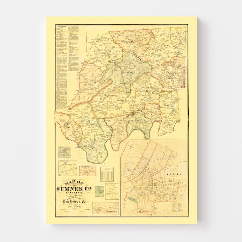 Sumner County Tennessee Map 1878 Old Map of Sumner County - Etsy