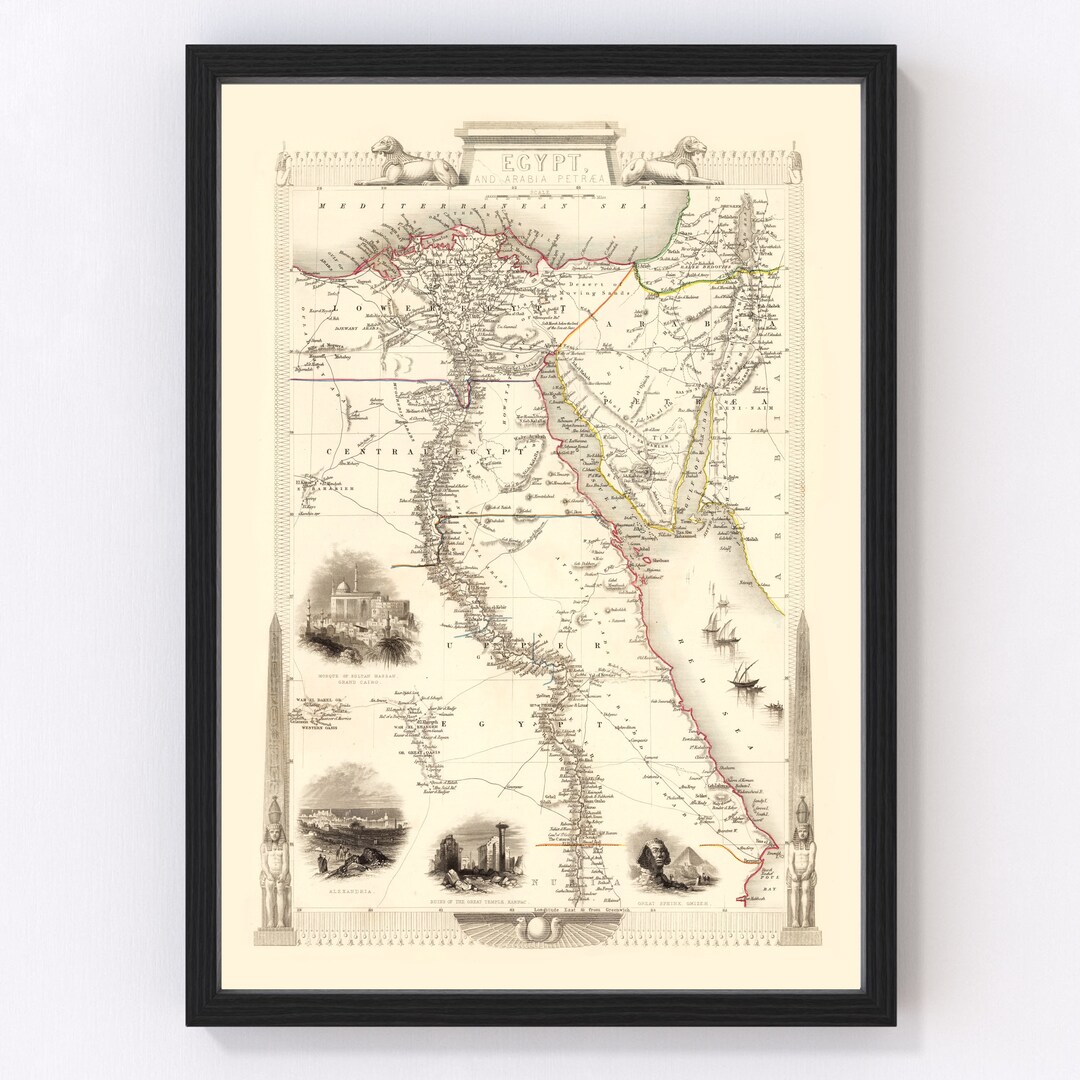 Egypt, Saudi Arabia Map 1851, Vintage Egypt, Saudi Arabia Map, Old ...
