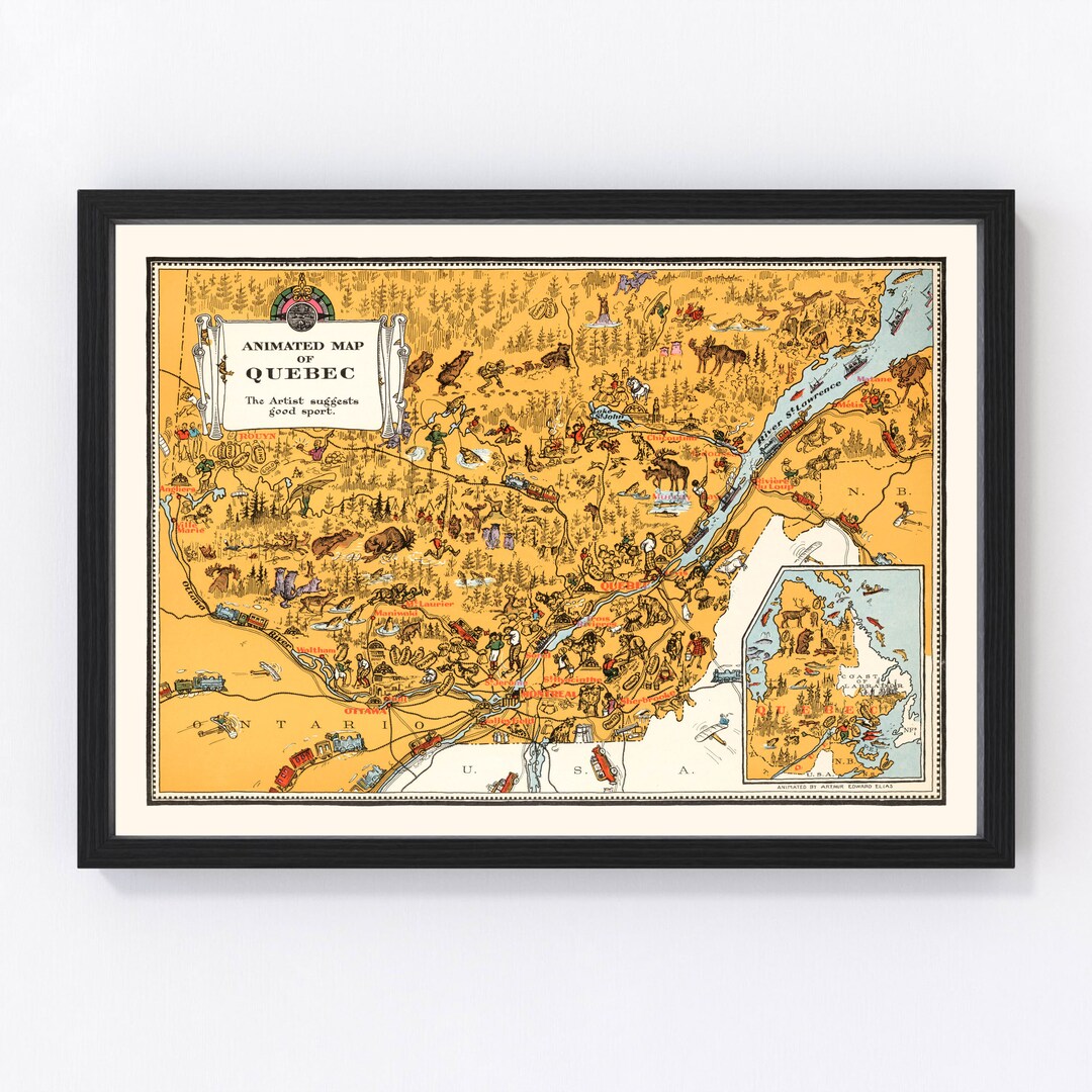 Animated Map of Quebec Canada Map 1929 Old Map of Animated Map of ...