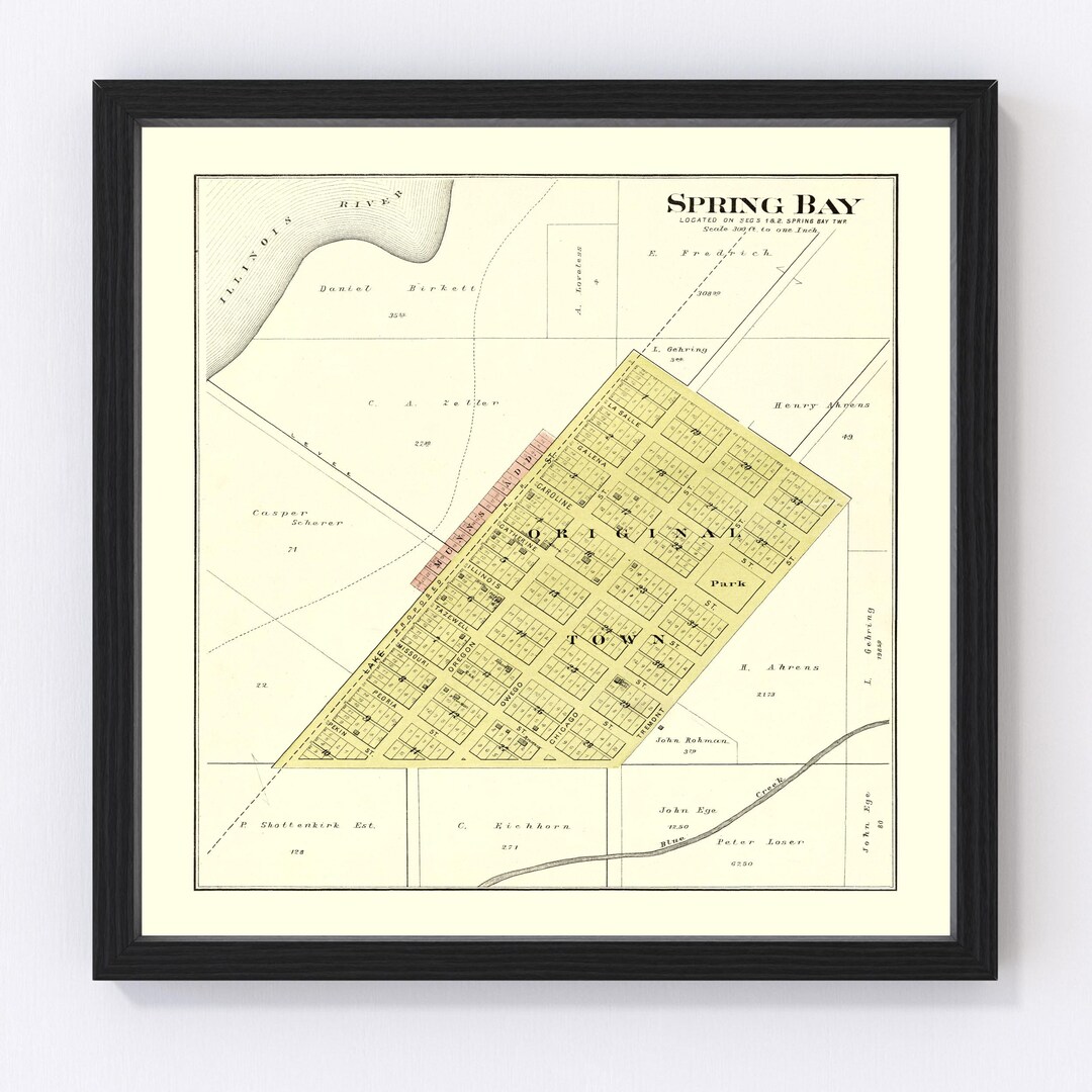 Spring Bay Map 1893, Vintage Spring Bay Map, Old Spring Bay Illinois ...