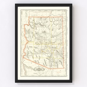 Arizona Railroad Map 1886 - Old Railroad Map of Arizona Art Vintage ...
